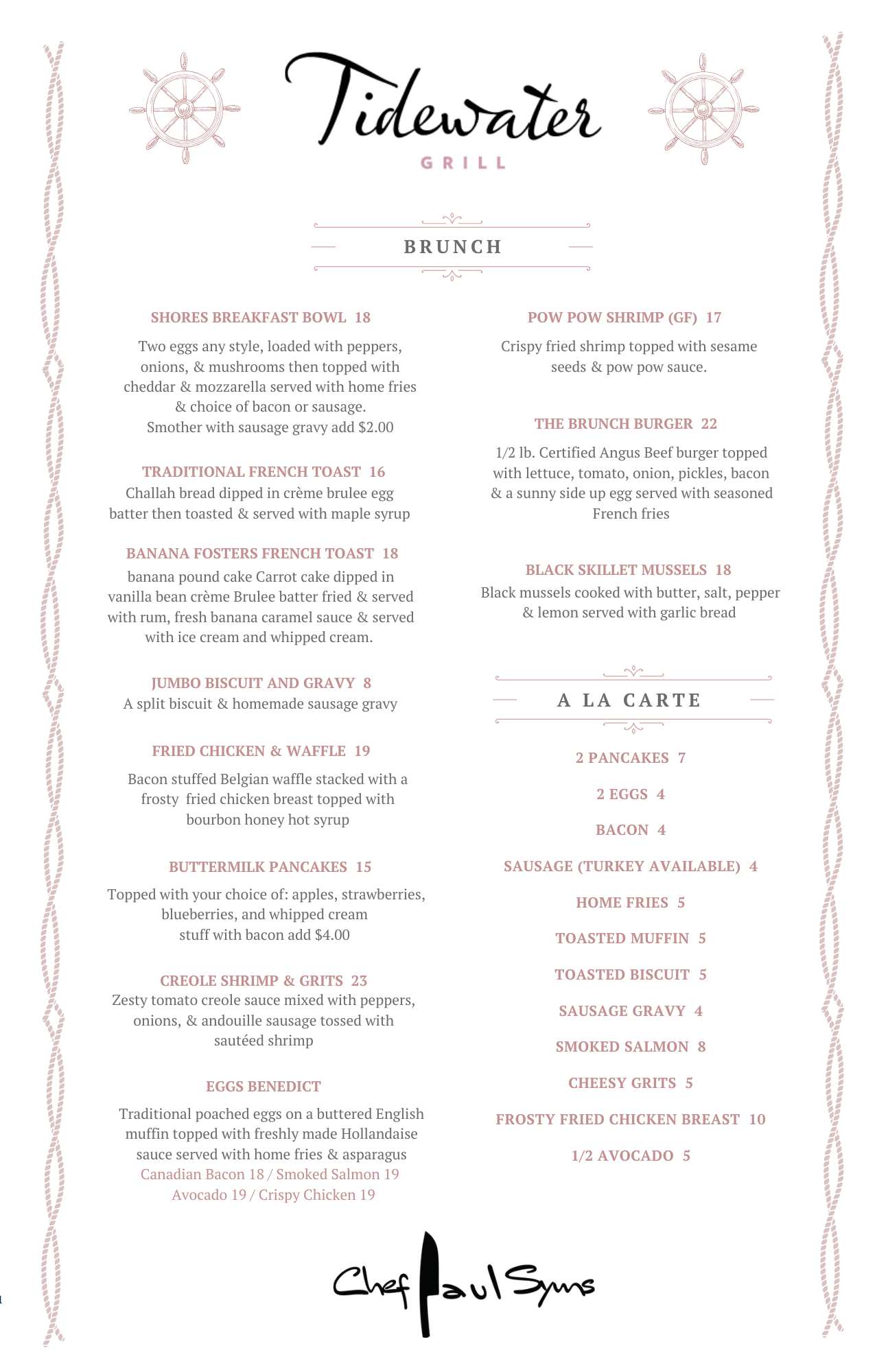 Brunch Menu - Potomac Shores Golf Club