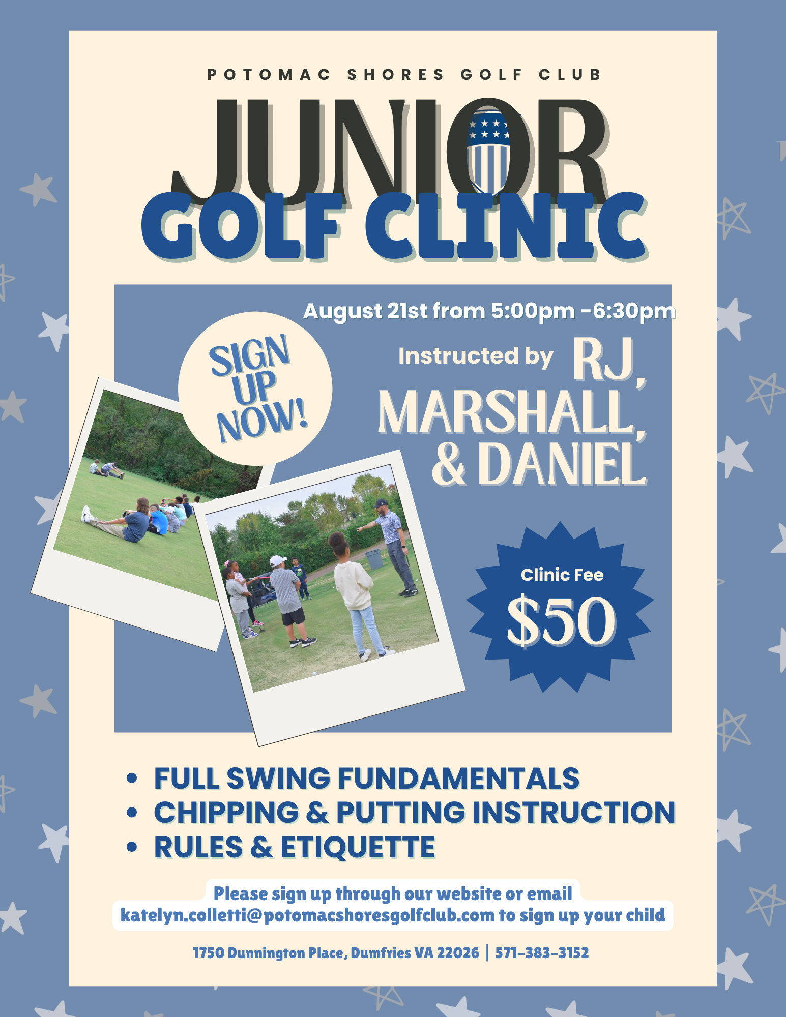 Junior Golf Clinic - Potomac Shores Golf Club